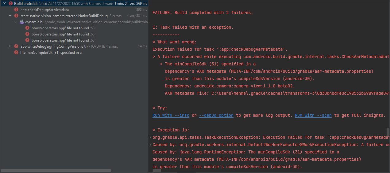 When install react-native-vision-camera Build Error · Issue #1359 · mrousavy/react-native-vision ...