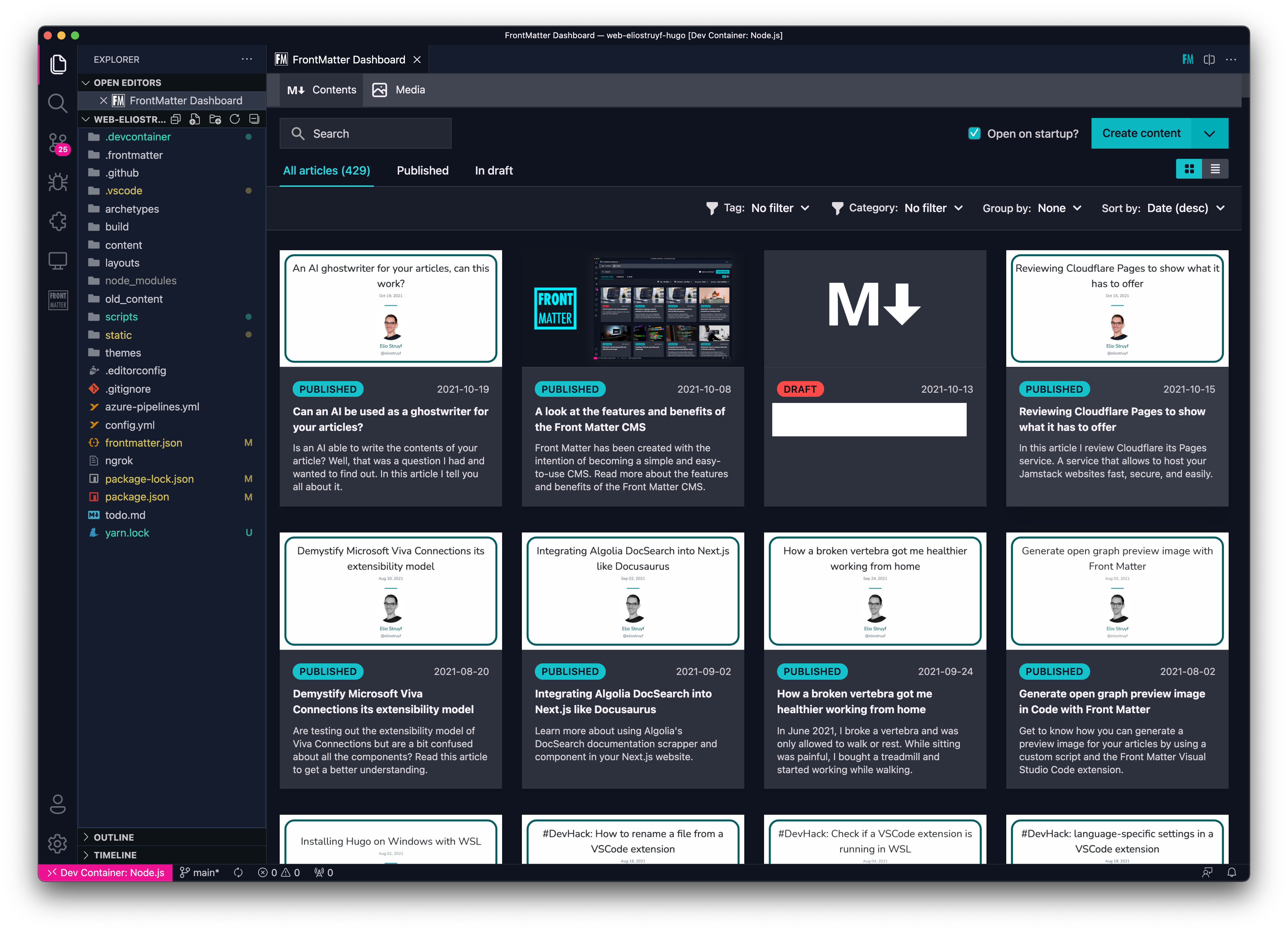 Enhancement: Support Remote Containers extension · Issue #188 · estruyf/vscode-front-matter · GitHub