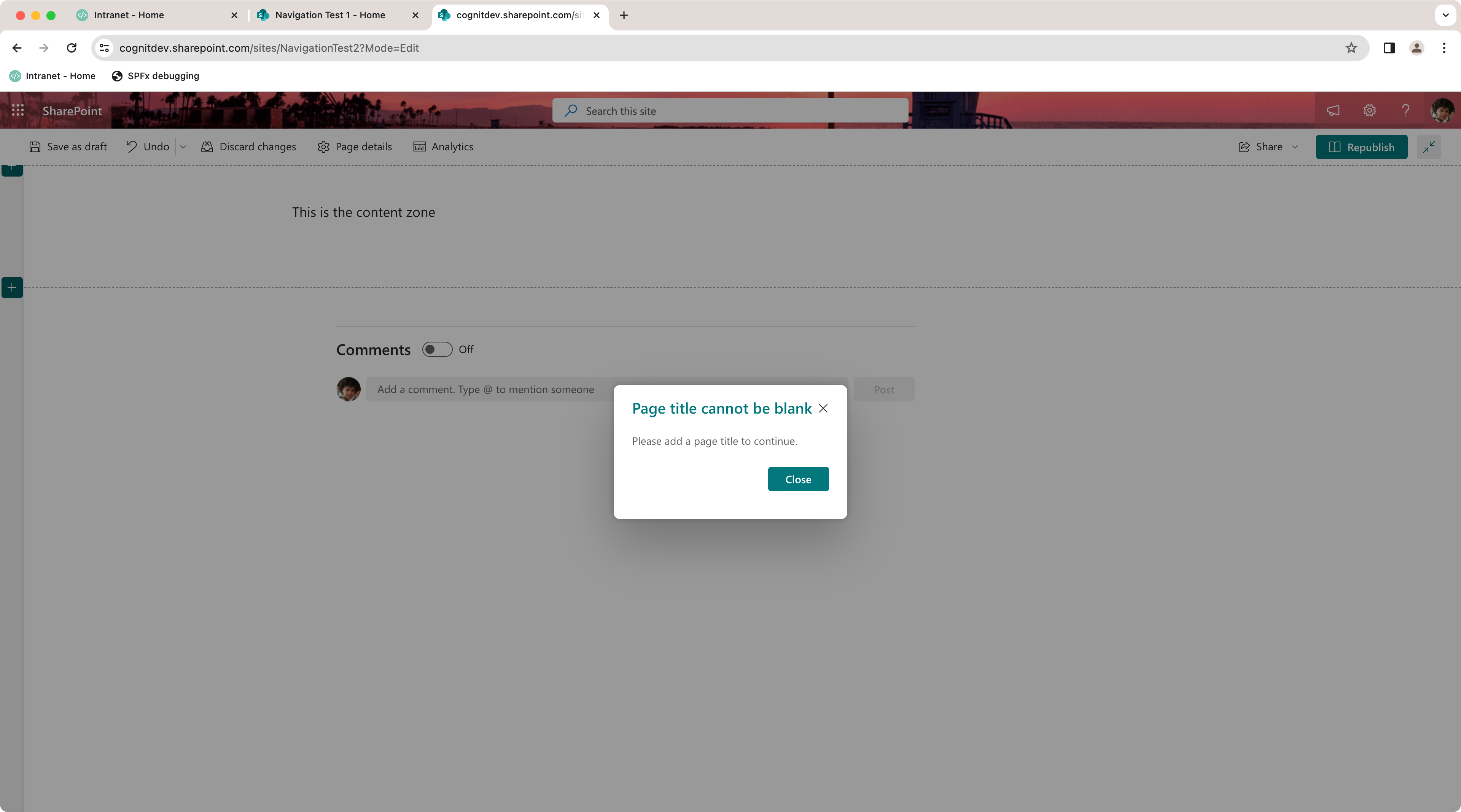 Missing page header while navigating from one site to another · Issue #9306 · SharePoint/sp-dev ...
