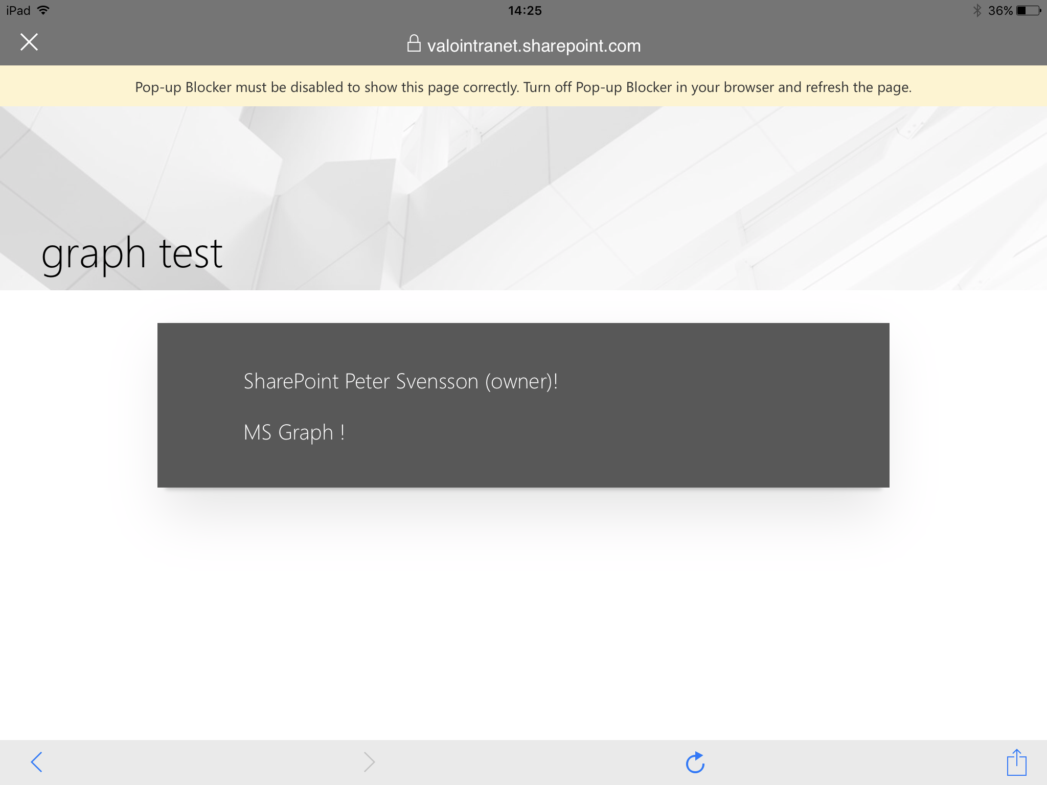 Graph and AAD client not working in SharePoint APP because pop-ups are blocked · Issue #1656 ...