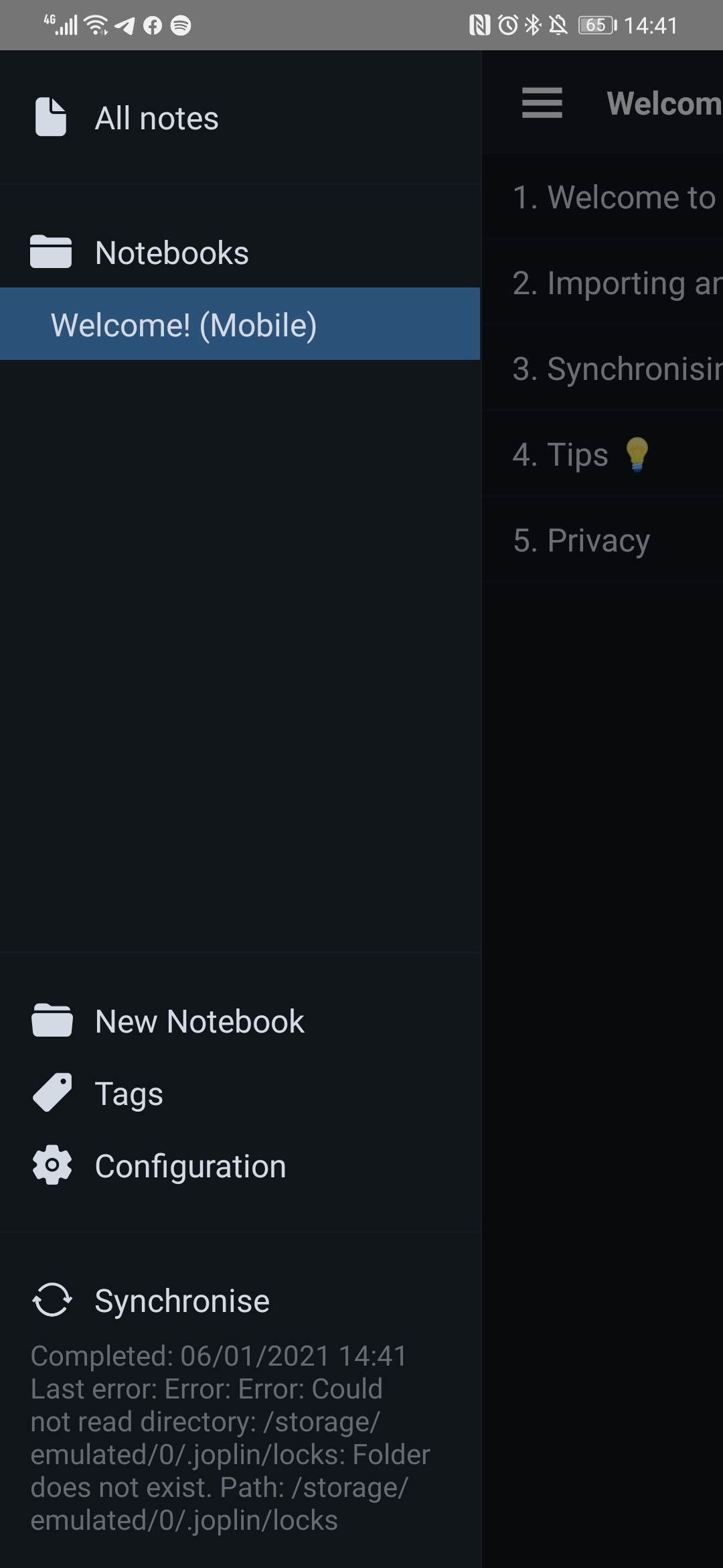Sync with filesystem on Android doesn't work; produces "could not read directory" error · Issue ...
