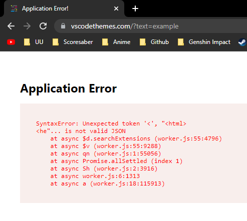 Site error when trying to search for a theme · Issue #242 · vscodethemes/web · GitHub