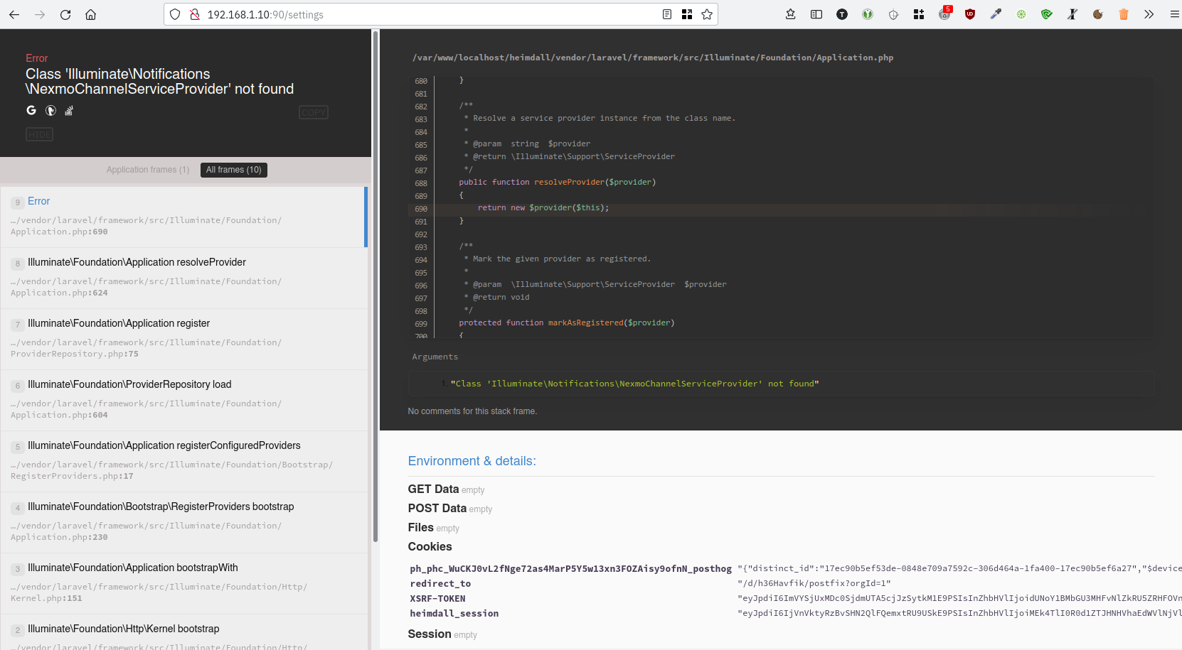 Error Class 'Illuminate\Notifications\NexmoChannelServiceProvider' not found · Issue #781 ...
