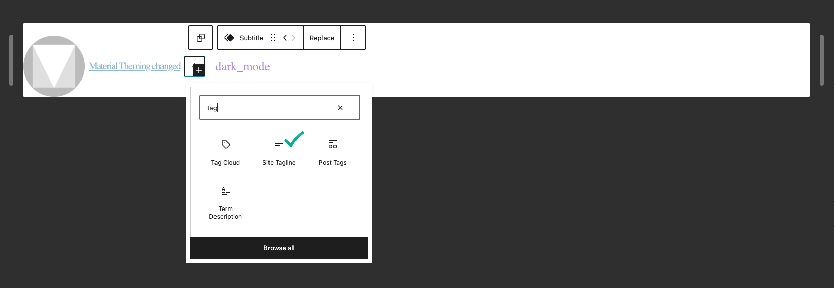 [FSE] SubTitle Block for Header · Issue #231 · material-components/material-design-for-wordpress ...