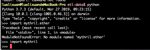 No module named 'mythril.ether' · Issue #1038 · ConsenSysDiligence/mythril · GitHub