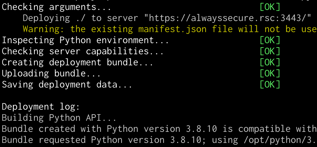 Progress output not visible on white terminal background · Issue #186 · posit-dev/rsconnect ...