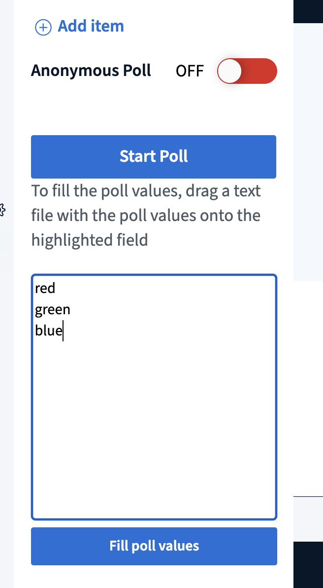Blue screen when using fill poll values option · Issue #14866 · bigbluebutton/bigbluebutton · GitHub