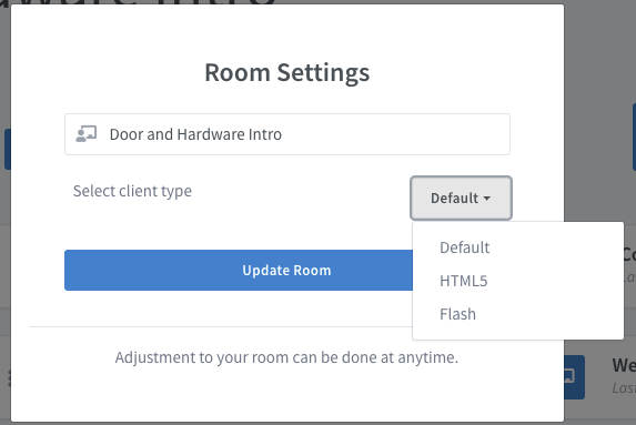 Rooms with the client type set to Flash are redirecting to the HTML5 ...