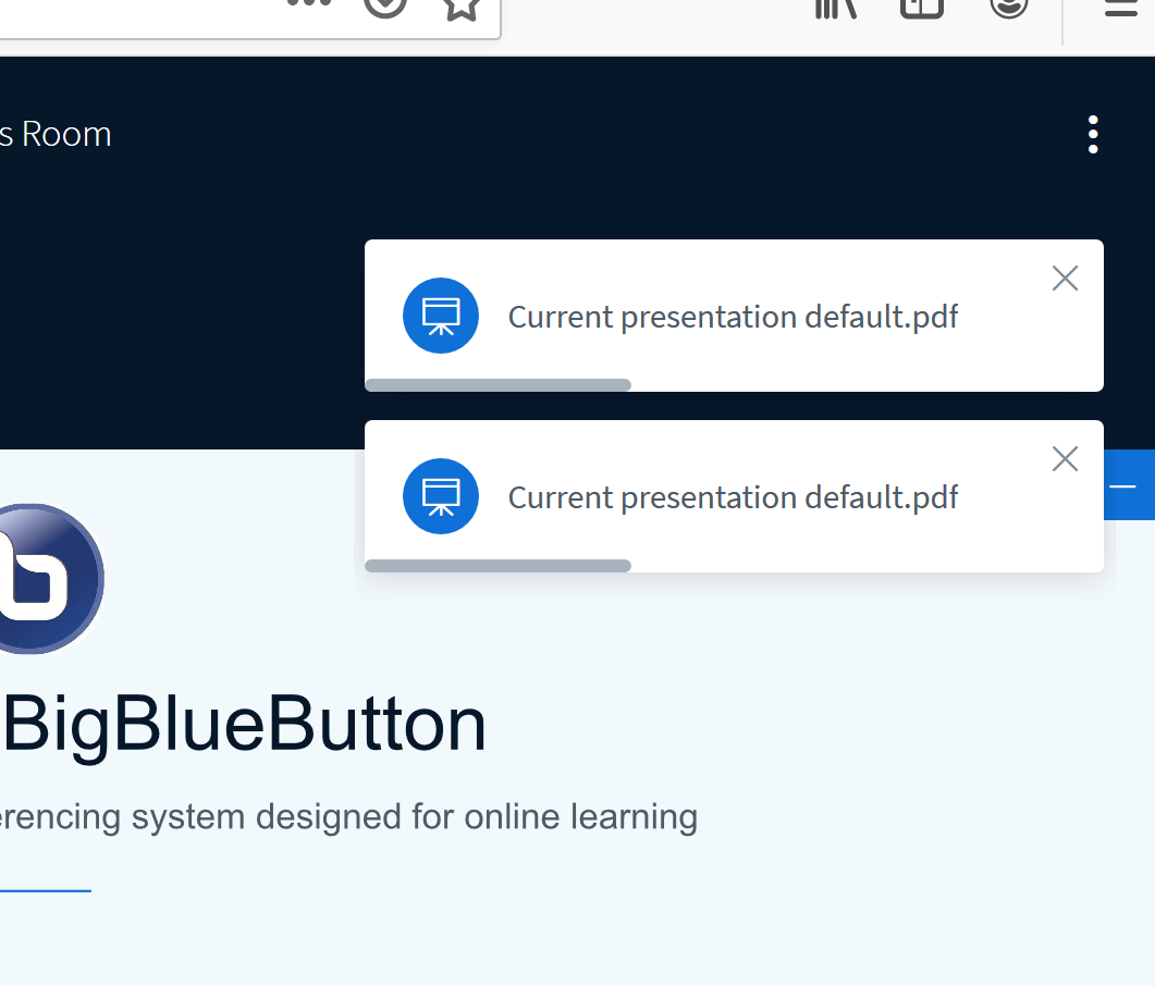 Presentation message is displayed twice · Issue #9892 · bigbluebutton/bigbluebutton · GitHub