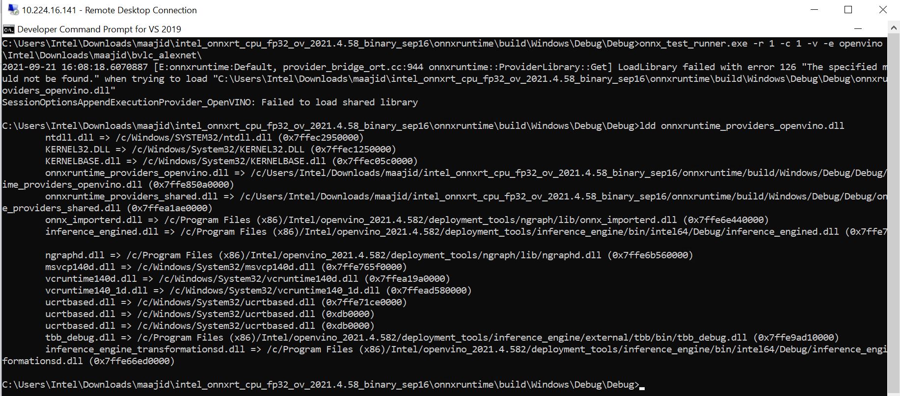 [OpenVINO-EP] Windows Build broken for Debug Mode · Issue #9122 · microsoft/onnxruntime · GitHub