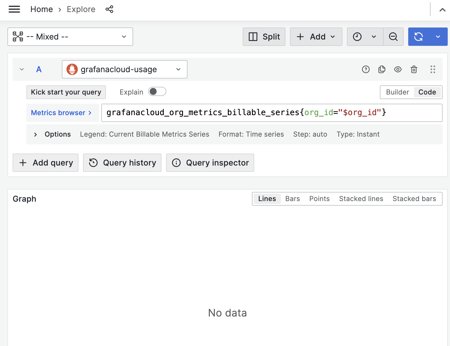 Explore Panel Fails To Interpolate The Dashboard Variable Value When Datasource Is Mixed