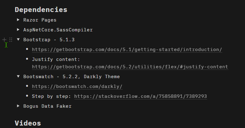 Include a fixed box index for every documentation page, displaying the content of the article ...