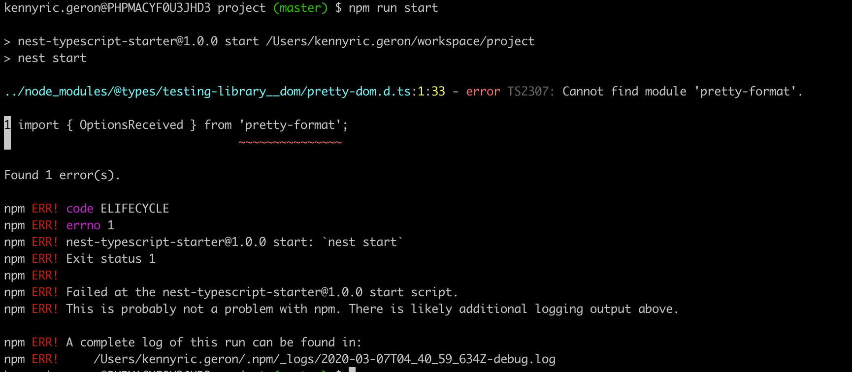 Cannot find module 'pretty-format' · Issue #597 · nestjs/nest-cli · GitHub Cannot find module 'pretty-format' · Issue #597 · nestjs/nest-cli · GitHub