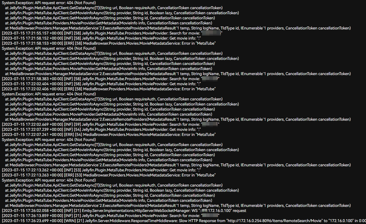 后端部署已部署 网络连接正常 但是无法刮削 Jellyfin日志显示404 · metatube-community jellyfin-plugin-metatube · Discussion ...