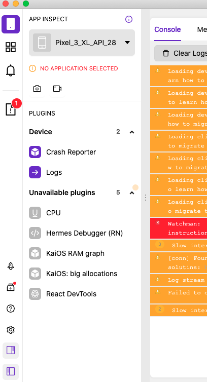 Device is connected but show no application selected · Issue #2954 ...