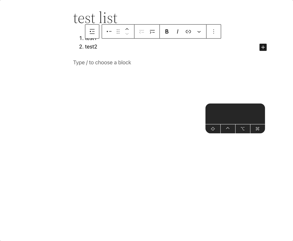 List v2 : when ENTER twice exits list block, selection is lost · Issue ...