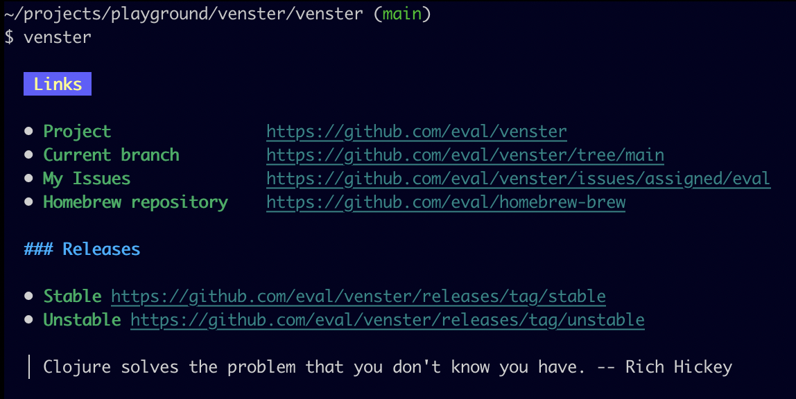 GitHub - eval/venster: Render the README's Links-section in the terminal