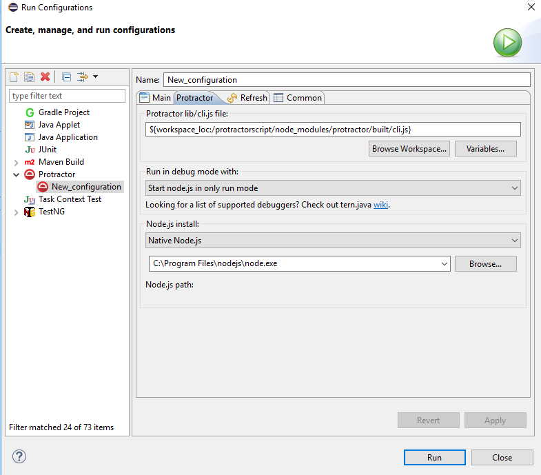 Cannot find node install path node-native Do you want to update Protractor preferences? · Issue ...