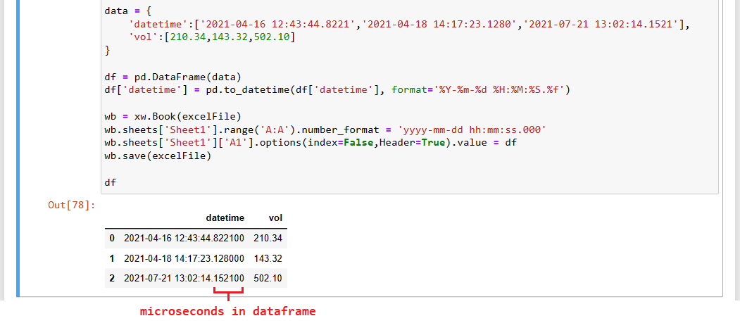 Microseconds not retained in Excel Output (rounded to nearest second) · Issue #2154 · xlwings ...
