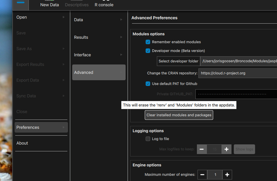 [Bug]: Installing developer module causes error · Issue #2056 · jasp-stats/jasp-issues · GitHub