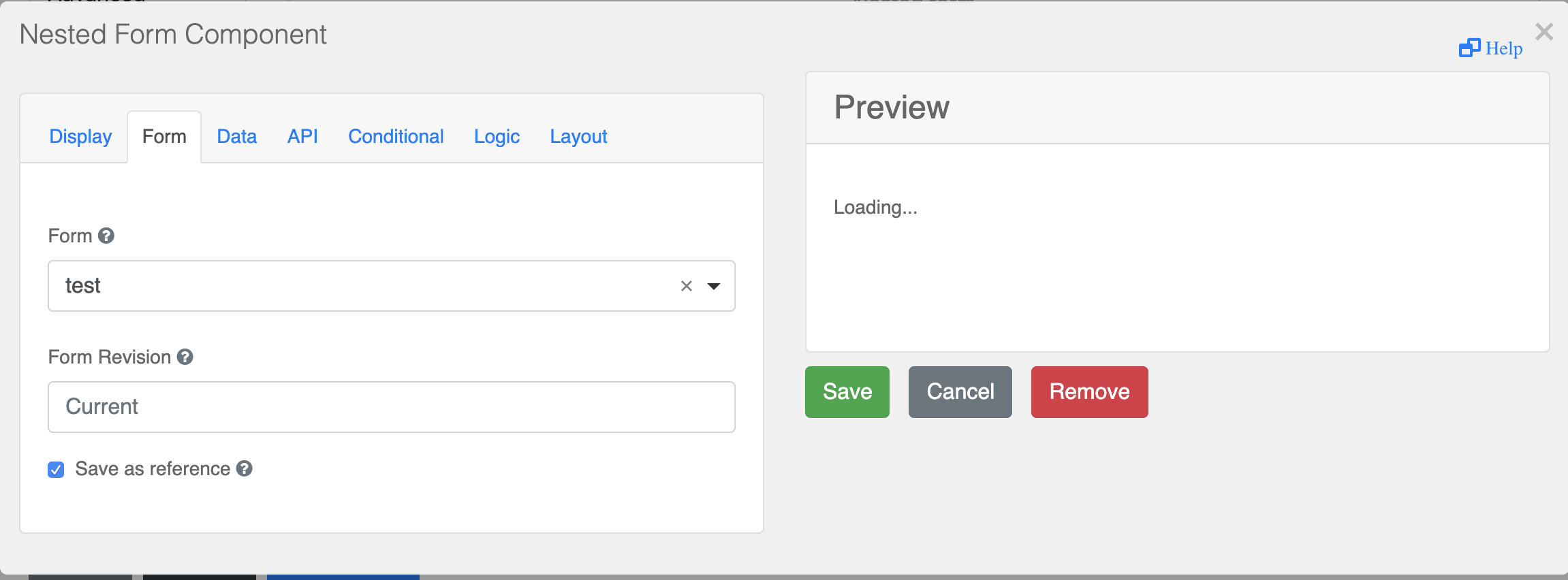 Nested form missing in preview pane (builder view) · Issue #1470 · formio/formio.js · GitHub