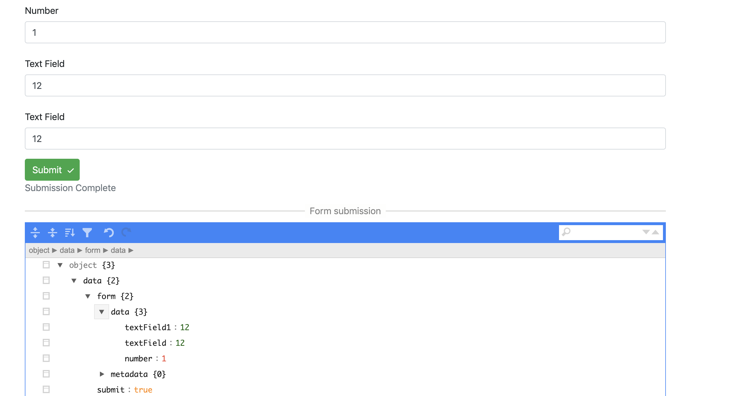[BUG] Nothing happens when submitting with nested form · Issue #1686 · formio/formio.js · GitHub