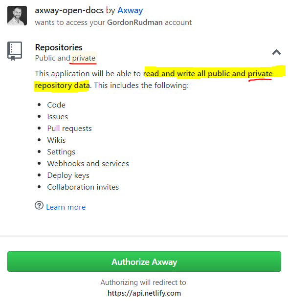 Question: Why does Netlify CMS need access to private repos with Github backend? · Issue #2575 ...