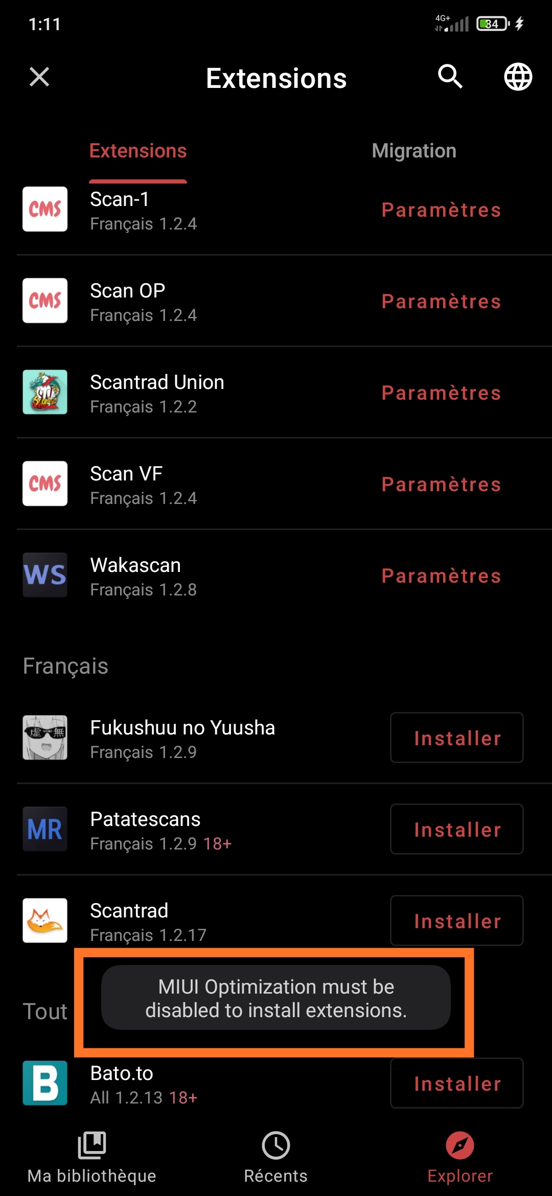 [Bug] [MIUI] Can't install extension · Issue #926 · Jays2Kings/tachiyomiJ2K · GitHub