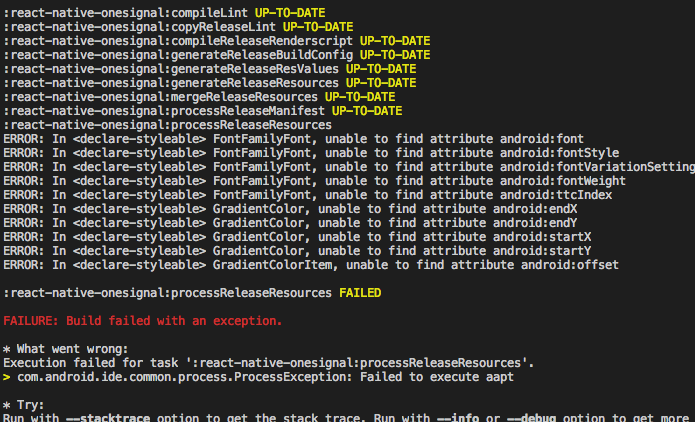 ERROR: In FontFamilyFont, unable to find attribute android:font · Issue #860 · OneSignal/react ...
