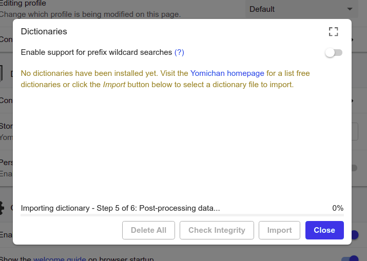 Yomichan freezes when installing very large dictionary file · Issue #1918 · FooSoft/yomichan ...
