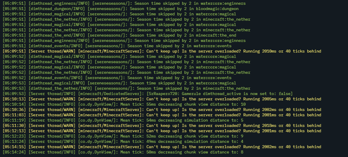 Logspam using Dimensional threading · Issue #423 · Glitchfiend/SereneSeasons · GitHub