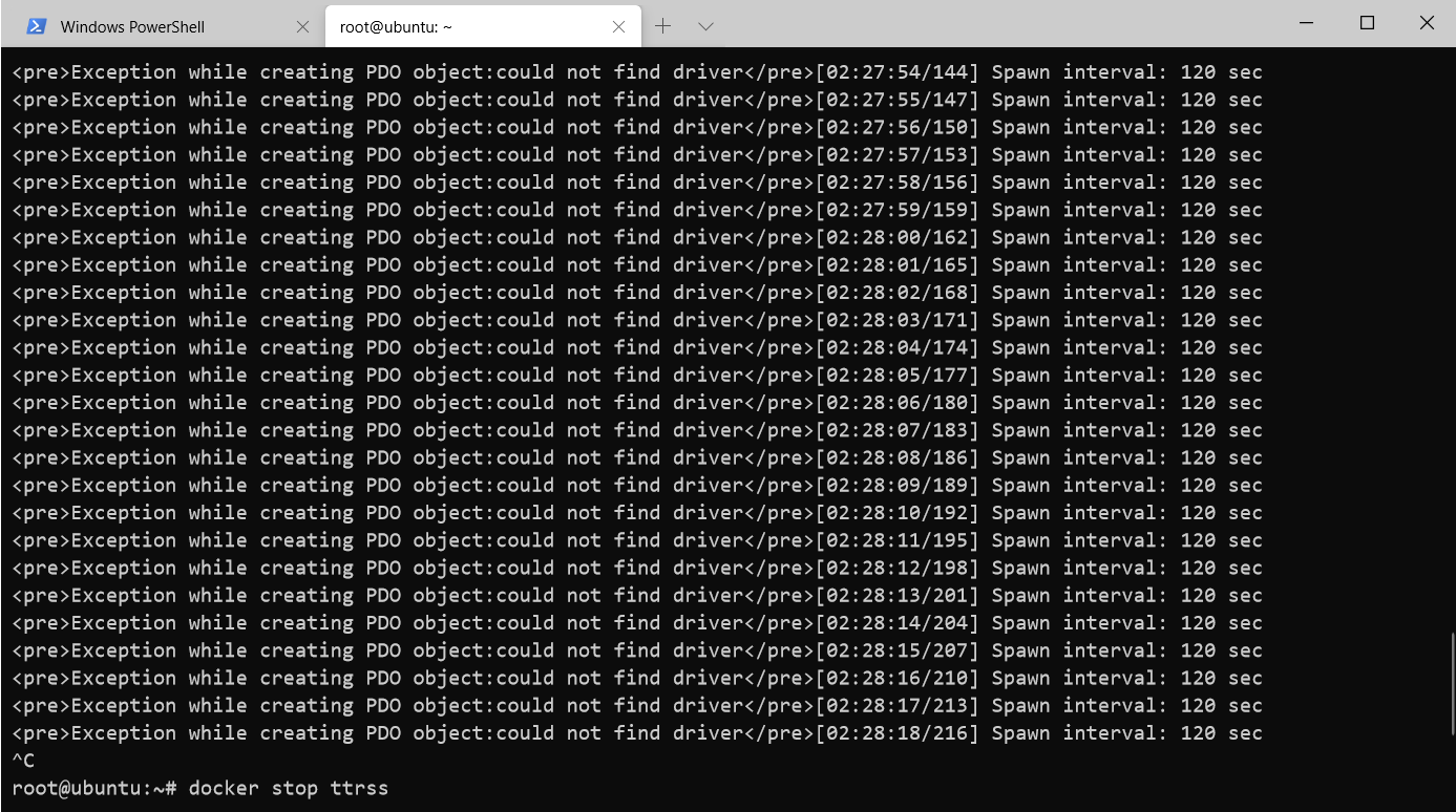 [BUG]Exception while creating PDO object:could not find driver [02:28:18/216] Spawn interval ...