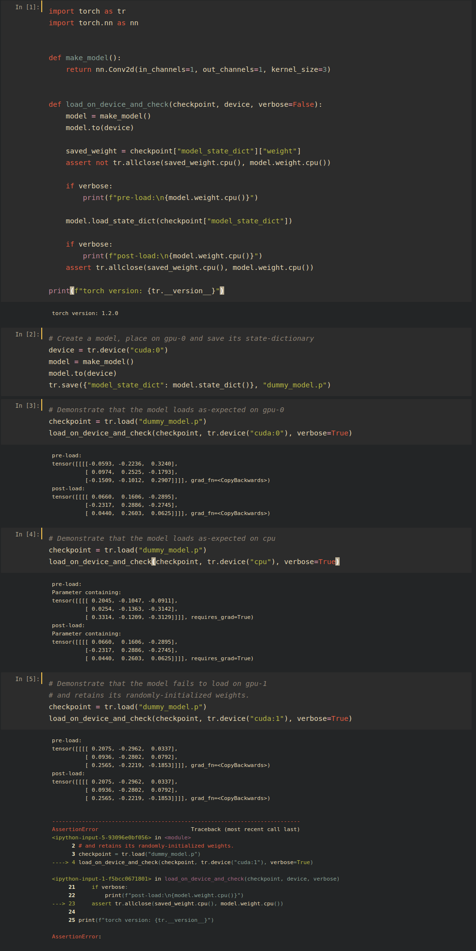 Model weights silently fail to load when model is on different gpu than ...