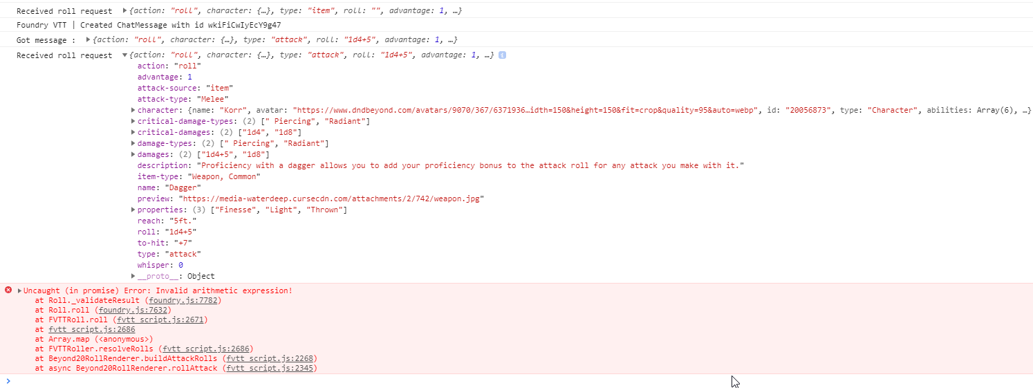 FoundryVTT Error - Can't roll, errors in console. · Issue #507 · kakaroto/Beyond20 · GitHub