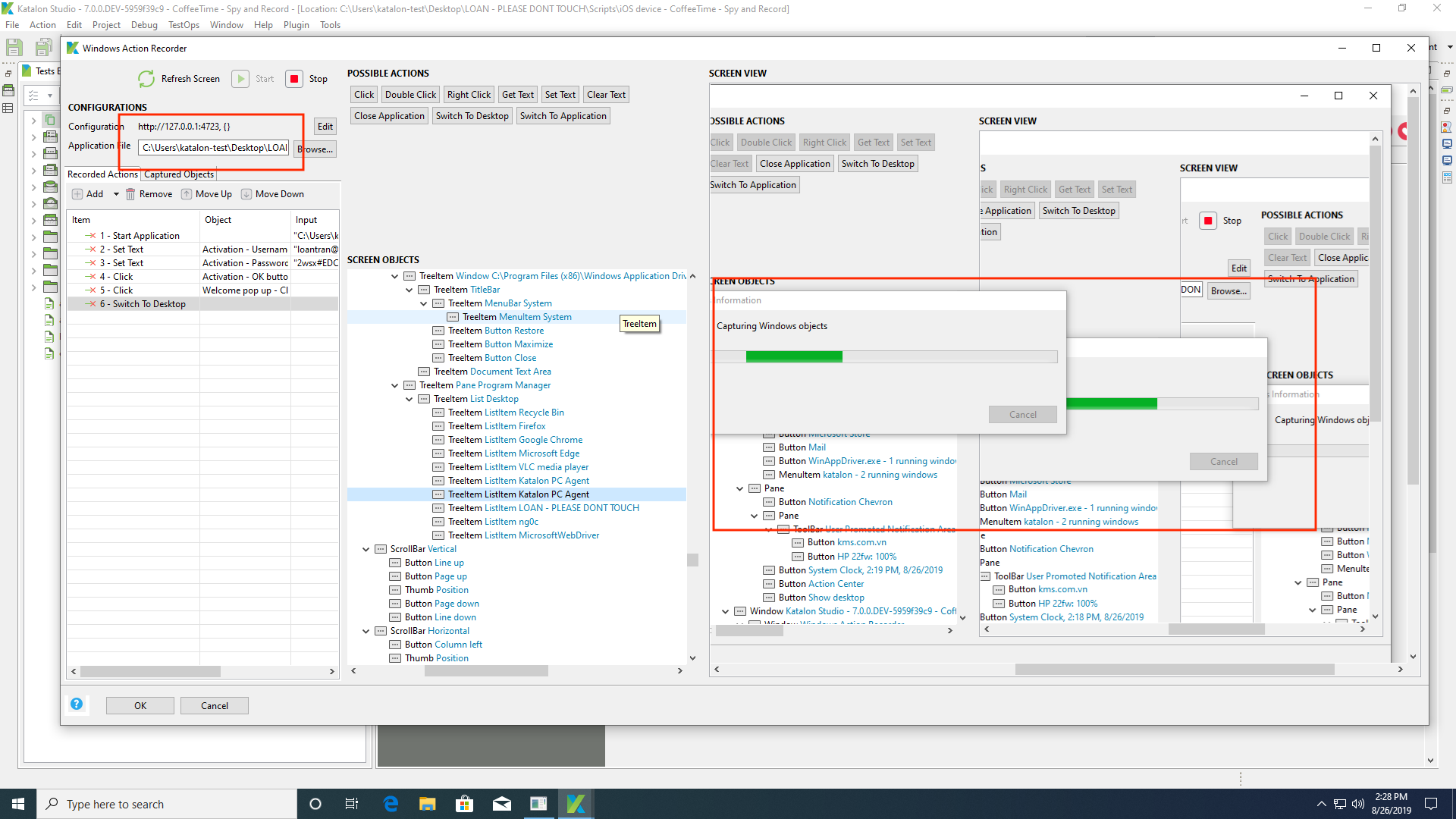 Record KS - Capturing objects progress pop up keeps displaying in ...