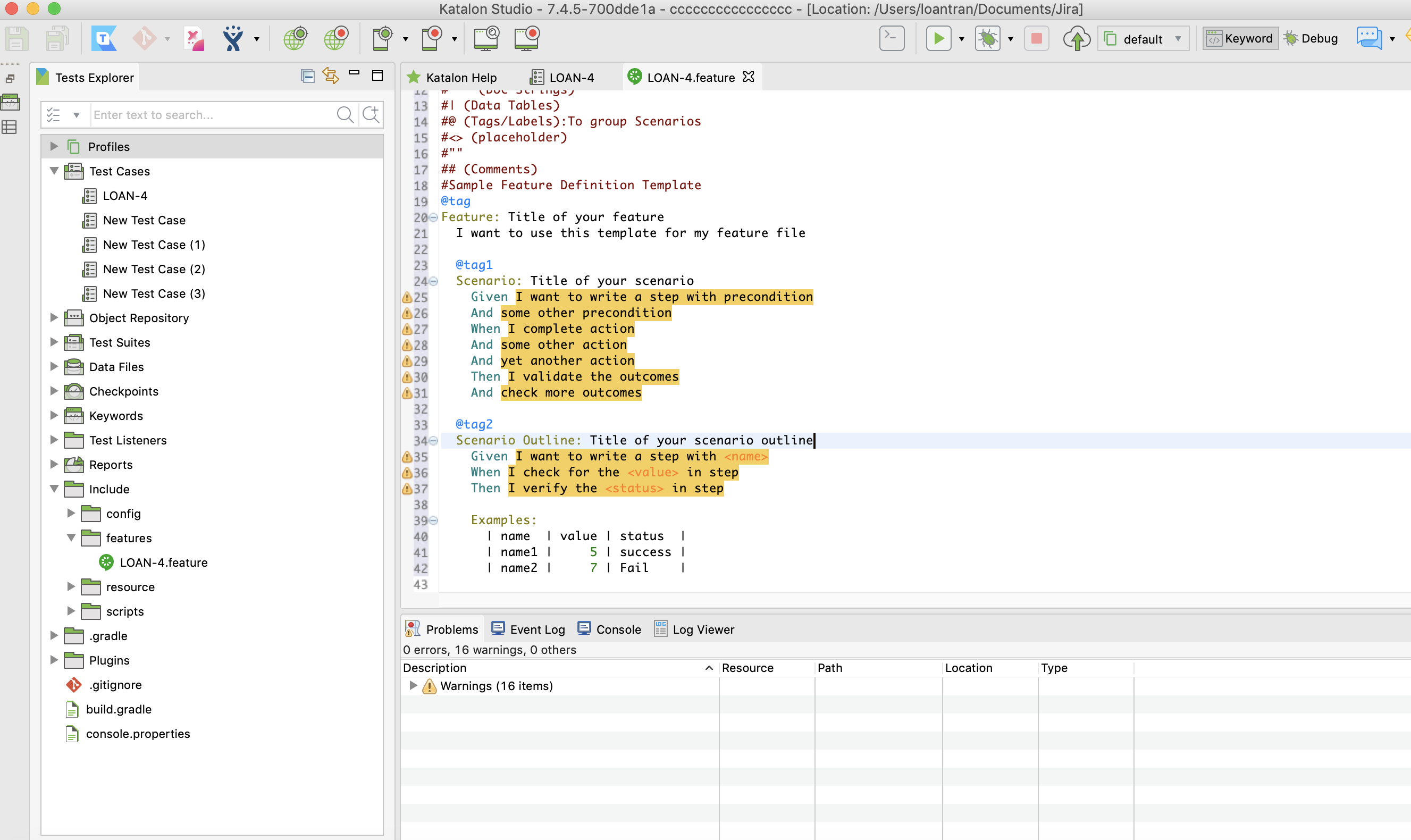 [Katalon BDD] Content of Feature file in KS after imported from Jira is ...