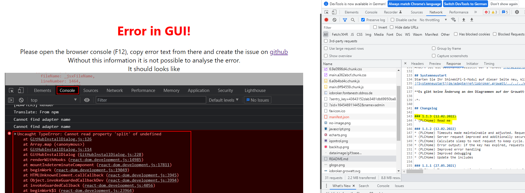 The Growatt Adapter readme is no longer displayed · Issue #1320 · ioBroker/ioBroker.admin · GitHub