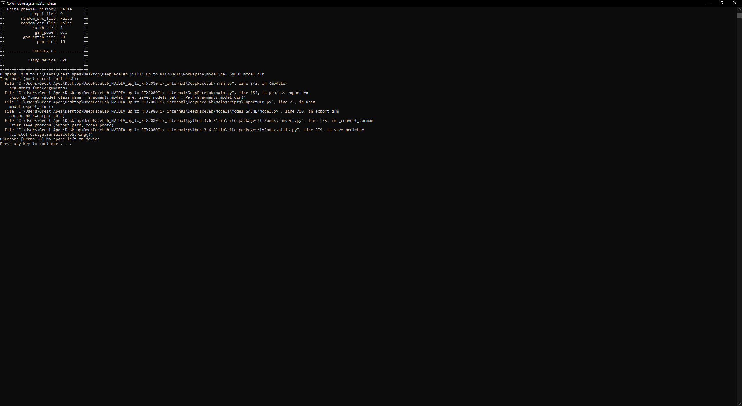 Unable To Export Saehd As Dfm On Windows · Issue 5542 · Iperovdeepfacelab · Github