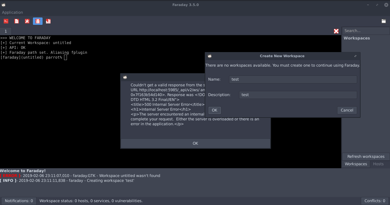 AttributeError when create new workspace, HTTP 500 error - Parrot Security OS · Issue #339 ...