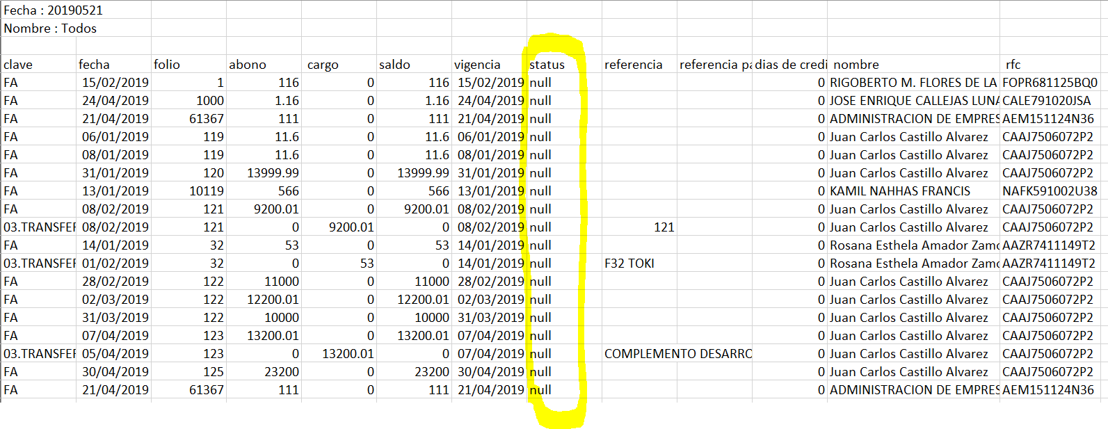 CxP - Reporte de pago, no reporta el status de las facturas · Issue ...