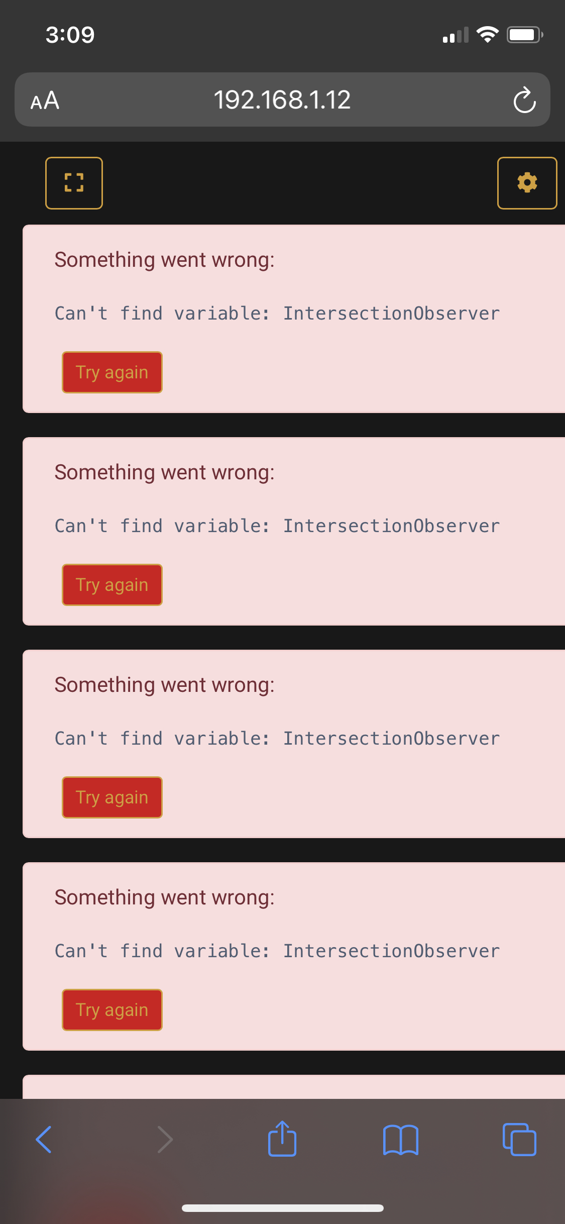 [BUG] Error on Web/Mobile Page when using mobile device with new UI ...