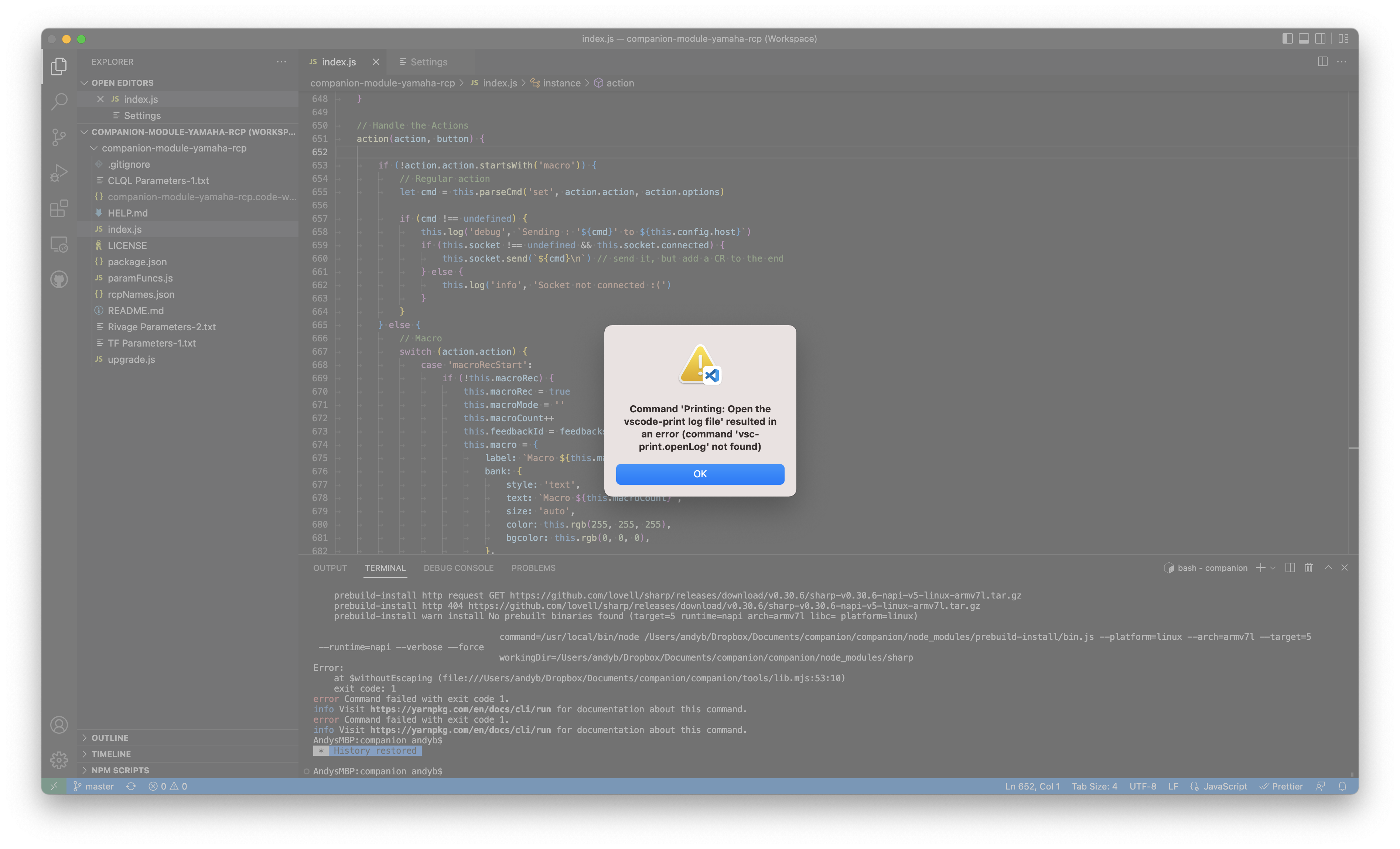 Does This Work On Vscode Version 1 70 2 On Macos · Issue 149 · Pdconsec Vsc Print · Github