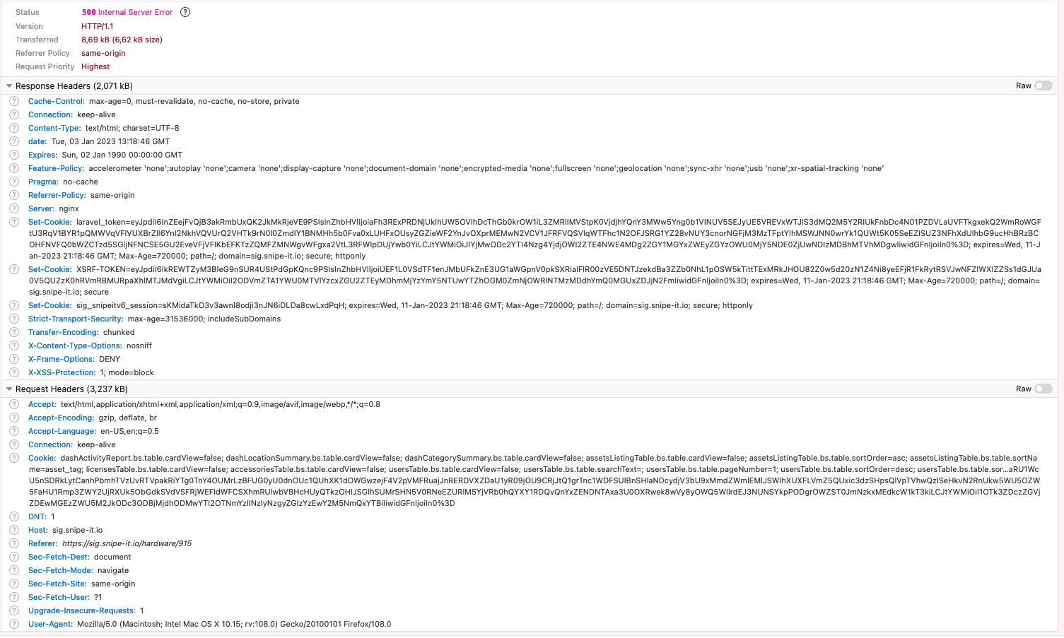 Server error 500 · Issue #12302 · snipe/snipe-it · GitHub