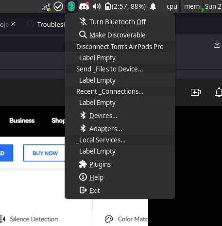 Weird visual bug when connected to bluetooth audio device. · Issue #1835 · blueman-project ...