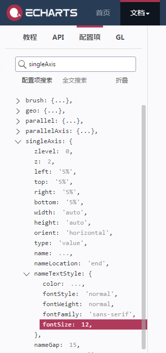 singleAxis无法设置nameTextStyle属性 · Issue #6221 · apache/echarts · GitHub