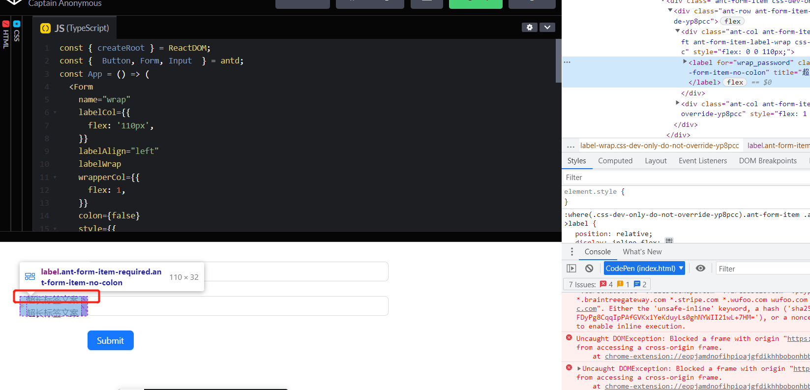 form里的label换行了以后文本内容被截掉了一点 · Issue #42057 · ant-design/ant-design · GitHub