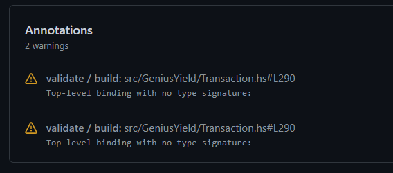 [WARN] Top-level binding with no type signature (Transaction.hs#L290) · Issue #121 · geniusyield ...