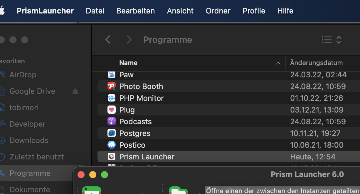 "PrismLauncher" on Mac menu bar · Issue #132 · PrismLauncher/PrismLauncher · GitHub