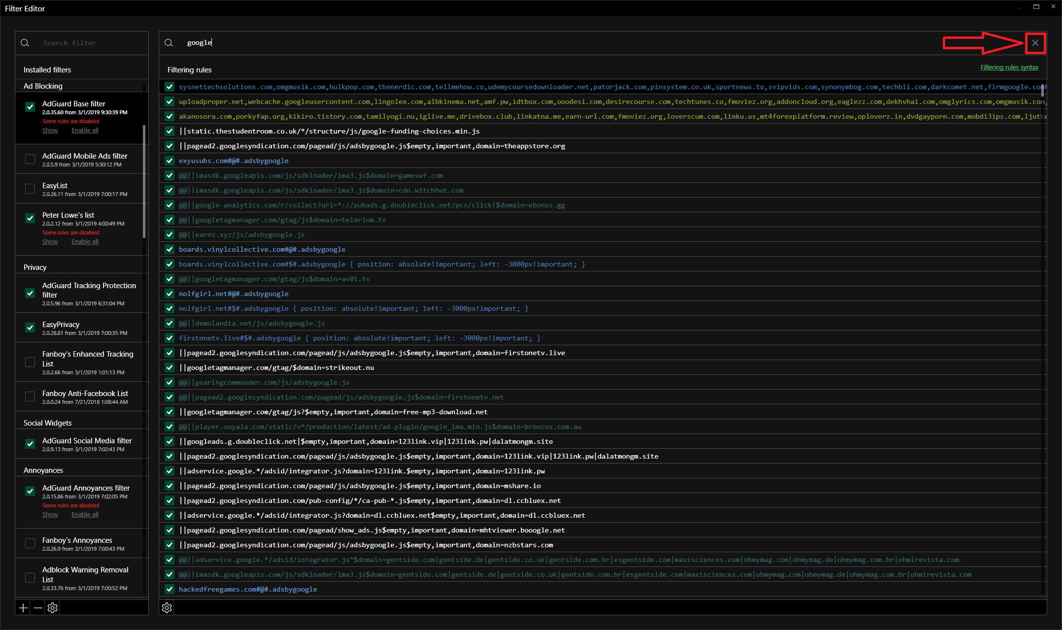 Rules in filter editor are not refreshed after clicking on "X" button in search bar · Issue ...