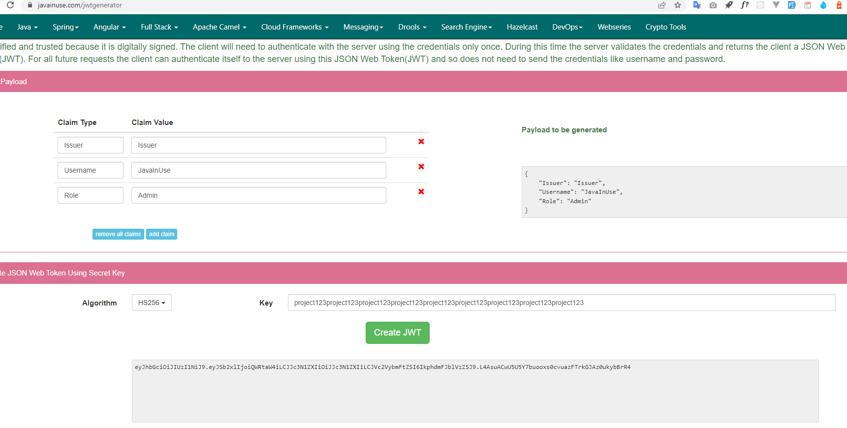 jwt token failed validation in token.dev · Issue #755 · jwtk/jjwt · GitHub
